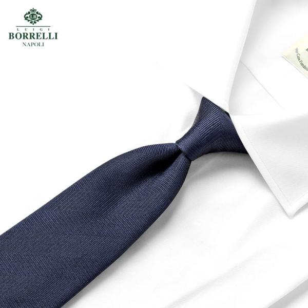 ルイジボレッリ ルイジボレリ LUIGI BORRELLI ／ 26SS シルクヘリンボーンソリッドネクタイ「4502084」（ネイビー）【ネコポス対応 ／ 1点のみ・同梱不可】【ラッピング対応】／ ブランド ビジネス オールシーズン イタ...