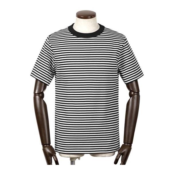 メゾン コルニション MAISON CORNICHON ／ 【国内正規品】 ／ コットン7オンスフライスボーダー半袖クルーネックカットソー「CLASSIC」（BLANC×NOIR／ホワイト×ブラック）【ラッピング対応】／ メンズ フランス ...