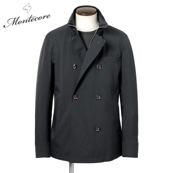 モンテコーレ MONTECORE ／【国内正規品】／ 撥水ナイロンストレッチツイル立ち襟ダブルブレストジャケット（ダークネイビー）【ハンガー便選択OK】／ 3シーズン メンズ イタリア アウター 干場氏モデル ウールジャージー裏地 mtc2...