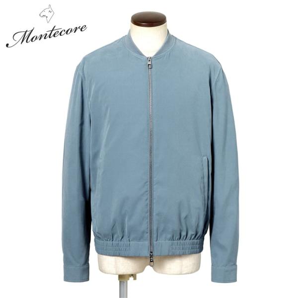 モンテコーレ MONTECORE ／【国内正規品】／ 撥水ポリエステルナイロンピーチスキンボンバージャケット（スモークライトブルー）【ハンガー便選択OK】／ 3シーズン メンズ イタリア アウター 干場氏モデル ブルゾン エムエーワン mt...