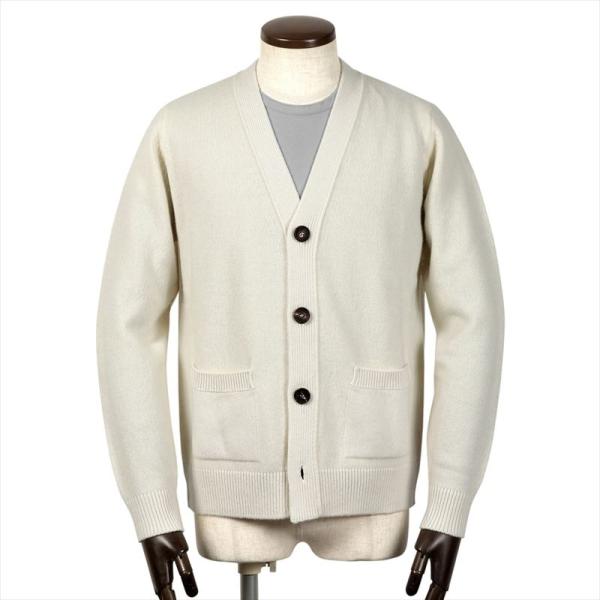 サンモリッツ S.Moritz ／ 23-24AW Super120’sウールカシミヤ7ゲージVネックニットカーディガン「CB1MLT WC7R」（BIANCO OTTICO／ホワイト）【ラッピング対応】／ フィリッポデローレンティス 秋冬...
