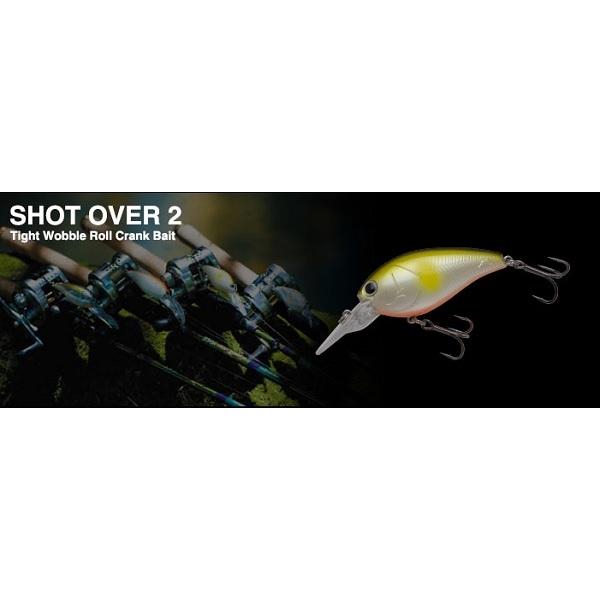Length　62mmWeight　16.0gショットオーバーシリーズで水深2ｍ前後をカバーするアイテムが「ショットオーバー2」。タングステン、スチール、ブラスを組み合わせたウエイトバランスと、リップをリセッティングすることで、「ショットオ...