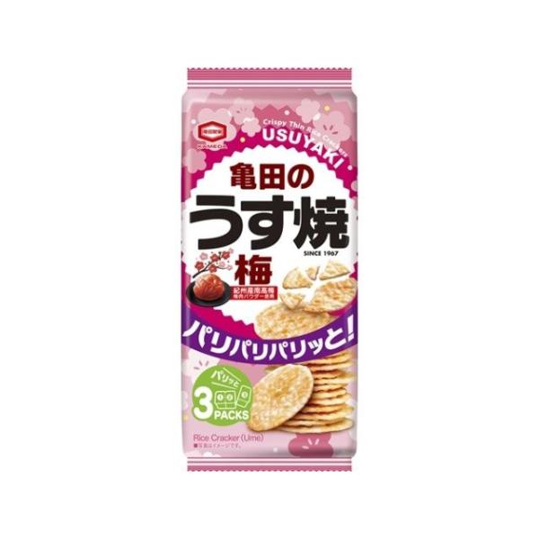 【発売日：2026年03月31日】パリパリパリッと爽やかな梅うす焼亀田のうす焼から「梅味」が登場。 隠し味に昆布を加えることで、梅の爽やかな酸味とほのかにうま味が広がる飽きないおいしさです。