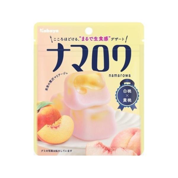 【発売日：2026年10月07日】瑞々しさと濃厚な味わいのマリアージュ。しっとり柔らか食感の白桃に、ぷるんとゼリー食感の黄桃をあわせました。柔らかな外側をひと噛みすると、中からぷるんとゼリーが現れ、２つの食感が絶妙にマッチ。白桃の瑞々しい甘...