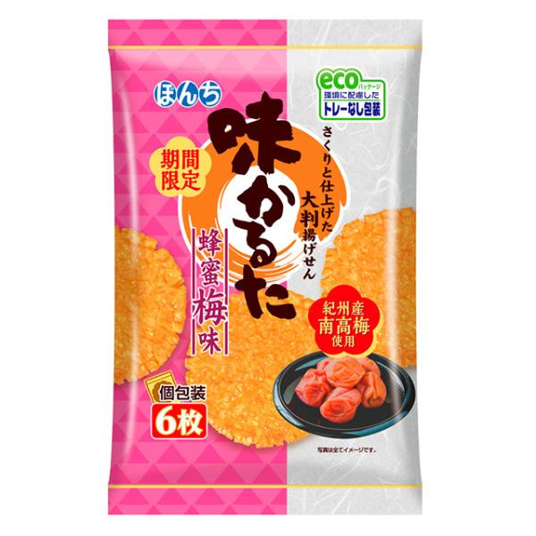 【発売日：2026年01月20日】紀州南高梅とアカシア蜂蜜の甘酸っぱさが特徴の大判せんべい梅の生産量全国一位の和歌山産紀州南高梅を使用した上品な甘さの大判醤油揚げせんです。