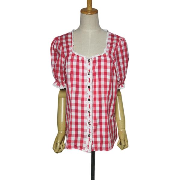 ヨーロッパから入荷。Spieth&amp;Wenskyの、チェック柄 半袖 チロルブラウス。南ドイツ、オーストリアを中心とした地域の伝統衣装。カントリーファッションが好きな方に。---民族衣装,オクトーバーフェスト,可愛い---●ブランド●...