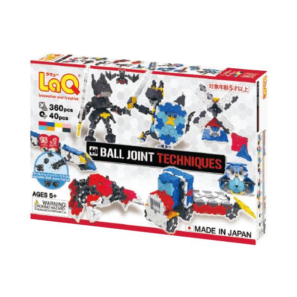 ボールジョイントのおもしろさを存分に楽しめるキットが登場！●内容／ LaQパーツ×360pcs、スペシャルパーツ×40pcs、作り方の本×1●サイズ／パッケージ：W24×D16×H4cm●重量／ 364g●材質／ ABS、POM