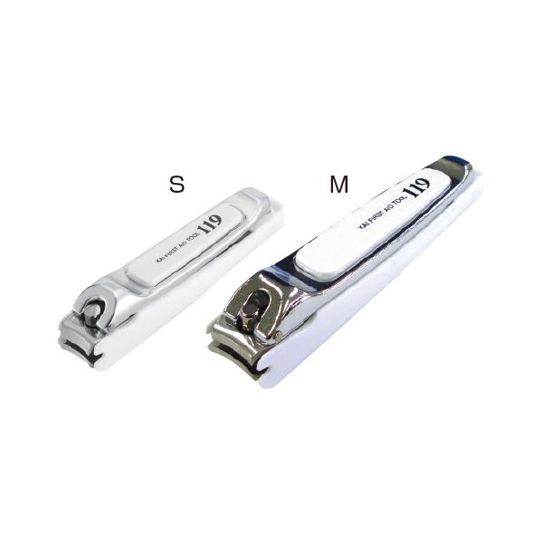ステンレス刃でシャープな切れ味のツメキリ。●サイズ／S：70×16×17mm、M：90×20×17mm