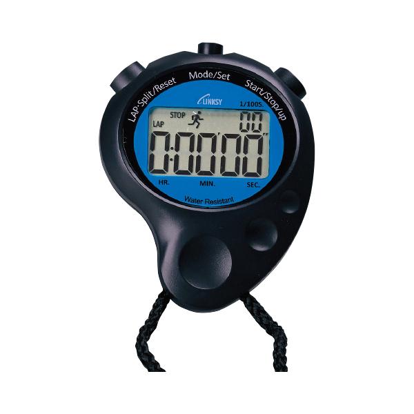 ●サイズ／82×65×19mm●重量／39g●単純計時、積算計時、スプリット計測(20回)、最大10時間計時、1／100秒計測、ラップタイム計測●使用電池／LR44(動作確認用付属)