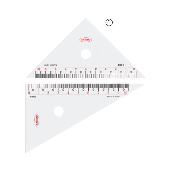 再生100%リサイクルPET樹脂を使用●内容／（5）12cm三角定規（2枚）、9cm分度器、15cm直線定規、ケース●サイズ／（1）120×1mm（2）150×1mm（3）90×1mm（4）120×1mm（5）193×88×1mm●重量／（...