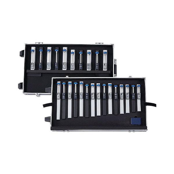 全音域のうち、中心となる2オクターブ25音セット●サイズ／ケース：38×13.5×67.5cm●重量／11.4kg●本体音名表示／G4 〜 G6●材質／本体：アルミ合金ヘッド：ゴム●付属品／ケース、六角棒スパナ×3、ヘッドフェルト×5