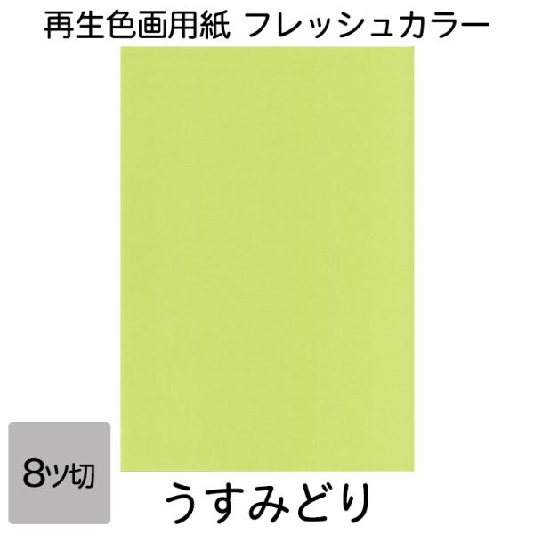再生紙でありながら鮮やかな色彩を実現。コシもあり図画工作に適しています。●サイズ／8ツ切判：271×392mm●坪量／ 122.1g/平方メートル●四六判換算／ 105kg ●紙厚／約0.216mm