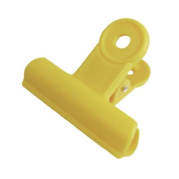 ポップなカラーの錆びないプラスチッククリップ。●メーカー名／ミツヤ●サイズ／挟口50mm