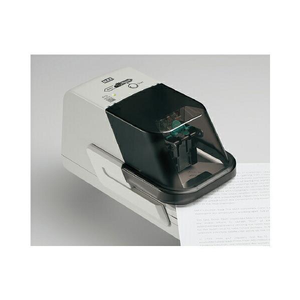 手動スイッチの搭載で、約3mmのキワとじを実現。安全設計の電動ホッチキスです。●メーカー名／マックス●サイズ／H113×W113×D229mm●重量／1.5kg●とじ奥行／平行とじ 約7〜18mm、コーナーとじ 約12〜26mm、平行とじ（...