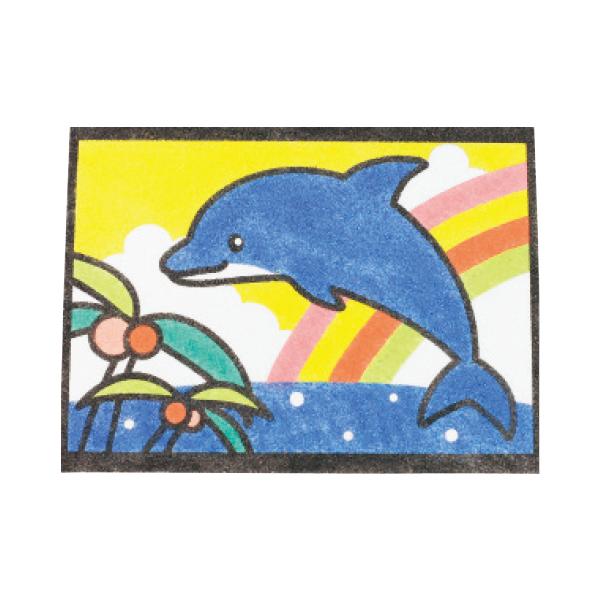 デザインが抜かれているので、シールをめくって砂をかけるだけの簡単工作。●内容／カット済み砂絵台紙●サイズ／完成時：約200×150mm●材質／タック紙