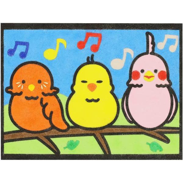 デザインが抜かれているので、シールをめくって砂をかけるだけの簡単工作。●内容／カット済み砂絵台紙●サイズ／完成時：約200×150mm●材質／タック紙