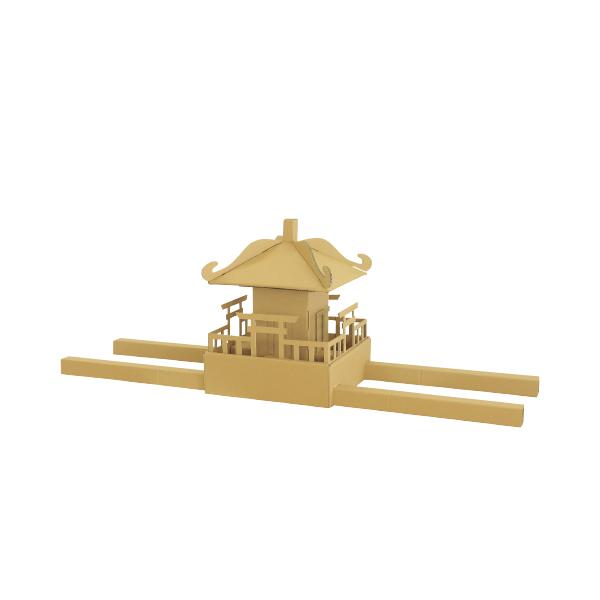 手軽に組み立て！自由に色を塗ってオリジナルおみこしに●内容／みこし本体、担ぎ棒（2本）●サイズ／みこし本体：55×55×75cm、担ぎ棒：7×7×200cm●重量／約4.4?●材質／ダンボール