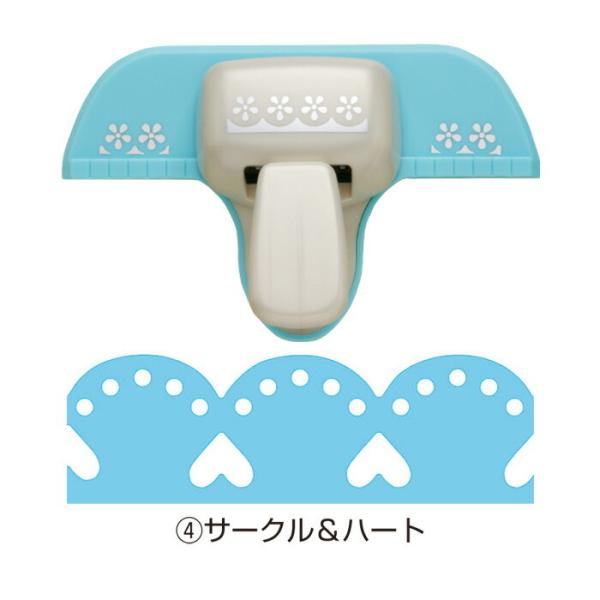 ペーパーの縁をアレンジできる便利なパンチです。底部に印刷されている柄に合わせて抜くだけで、簡単にボーダー柄を作ることができます。●メーカー名／呉竹●本体寸法／W98×H160×D61mm●適正用紙厚／コピー用紙2枚程度