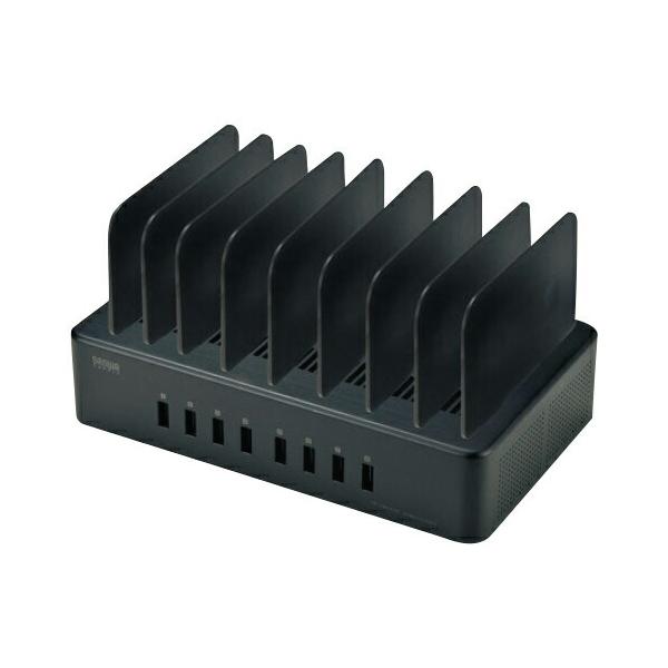 最大8台のタブレットやスマートフォンなどを同時に充電できるスタンドとUSB充電器が一体になったUSB充電スタンド。●メーカー名／サンワサプライ●サイズ／外寸：W205×D125×H45mm（仕切り板・突起部除く）、仕切板：W112×D3×H...