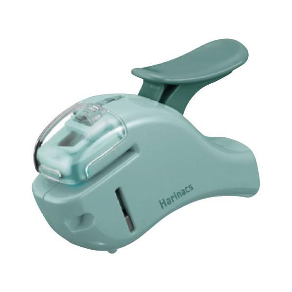 手のひらサイズだからどんなシーンでもサッと使えて置き場所を選びません。●サイズ／W27×D87×H53mm●材質／本体・レバー：再生PC、とじ穴位置確認窓：PC、レバー補強：スチール、刃：ステンレス