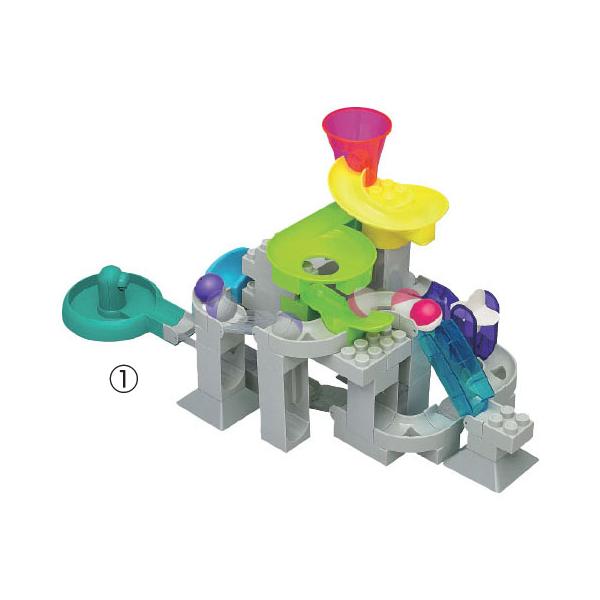 傾斜を自由に変えられるフレキシブルパーツ！ギミック豊富な迫力のコース！●内容／（1）70パーツ（2）35パーツ（3）39パーツ●サイズ／ボール直径φ49mm●材質／ポリプロピレン、ABS対象年齢：1.5歳〜（1）、対象年齢：3歳〜（2）（3）