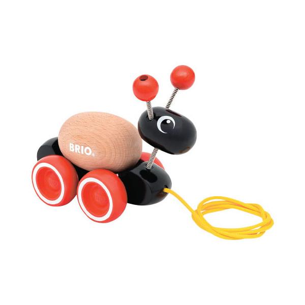 BRIOの人気のプルトイが、ルックスもさらにかわいくなって登場。●サイズ／15×7×12cm●重量／238g●材質／木、TPE、スチール