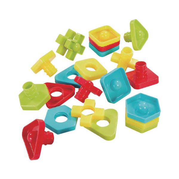 ひねって、ねじって指先トレーニング。●内容／ナット×12、ボルト×12●サイズ／ナット：6.8×6.2×1.2cm、ボルト：5.5×5.5×4.4cm●重量／270g●材質／PE