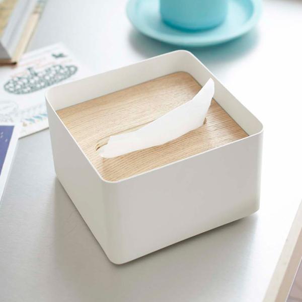 通常サイズのティッシュペーパーを半分にカットして使うエコ仕様の『ハーフティッシュケース』●商品サイズ／約W13×D13×H8.2cm●商品重量／約380g●蓋：天然木積層合板(ラッカー塗装)　本体：スチール（粉体塗装）●対応ティッシュ／一般...