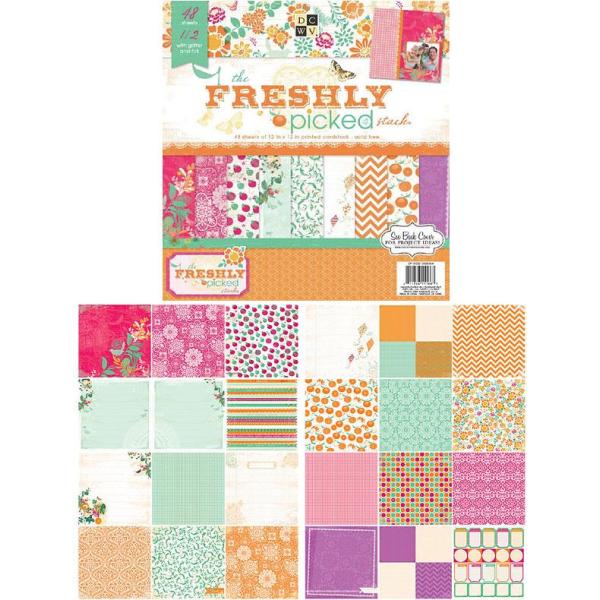 バックグラウンドシート(少し厚めのシートでデザインサンプルは表紙の2段目以下にレイアウトされています)サイズ： 300 x 300mmThe Freshly Picked30x30cm (48 sheets)