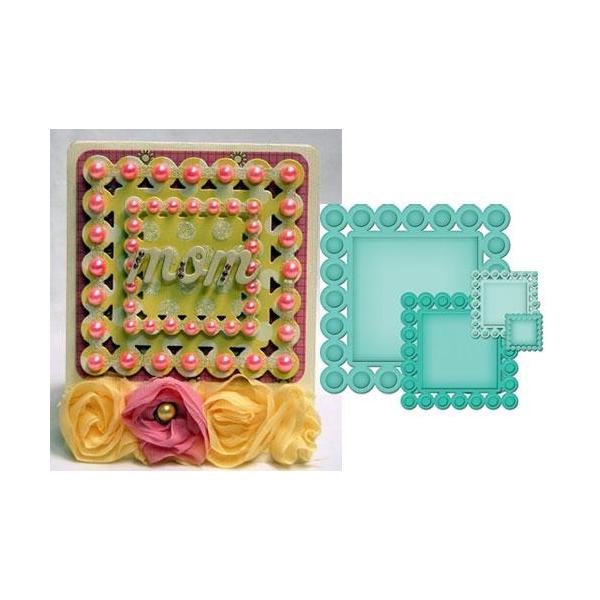 Nestabilities : Beaded Squaresこちらはダイ(カット・エンボス・ステンシル)システムのダイスです。これらのダイスを「スペルバインダーズ:ウィザード エンボッシング アンド ダイカット システム」「カトルバグマシー...
