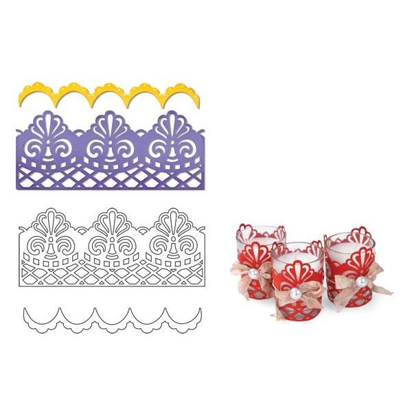 Sizzix :Thinlits Dies set - Damask &amp; Scallop Borders (2 pcs)mix (small border 155 x 23mm)