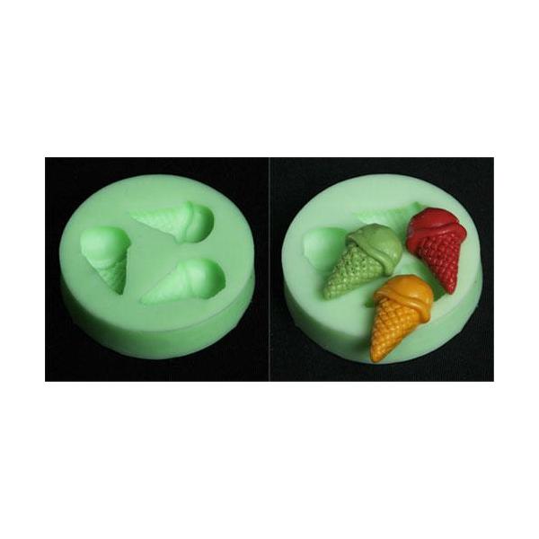 画像掲載のモールドとカラーが異なる場合がございます。予めご了承下さい。Silicon Mold : Three Cavities Ice CreamMold : (dia)47mm (h)11mm