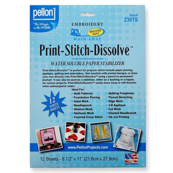 水に溶ける半透明シート。刺繍やキルトデザインに使用できます。【使用方法】シートにデザインをプリントします。（インクジェットプリンター、トレース、マーキングペン等で転写可能。）シートの上からステッチします。（半透明なので、位置決めが簡単！）ス...