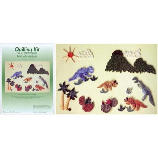 細長いカラーペーパーをクルクル巻いてパーツを作り、そのパーツを組み合わせてさまざまなものを作る、とてもすてきなクイリングができるキットです。こちらのキットでは、恐竜など有史以前の生物のデザインを作れます。【セット内容】クイリング・ペーパー（...