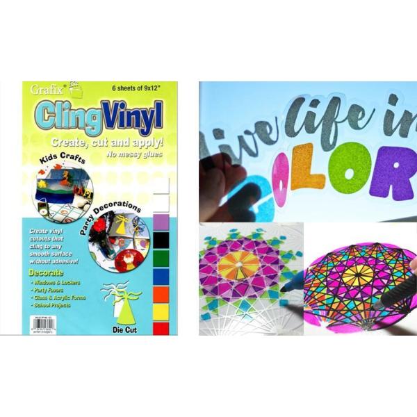 接着剤なしでどんな滑らかな表面にも接着できるビニールです。透明なので自由に色を塗って好きな形にカットして使います。窓、ガラス、アクリルフォーム、ドライイレースボード、鏡、学校ロッカー、ノートブックなどの装飾に最適です！