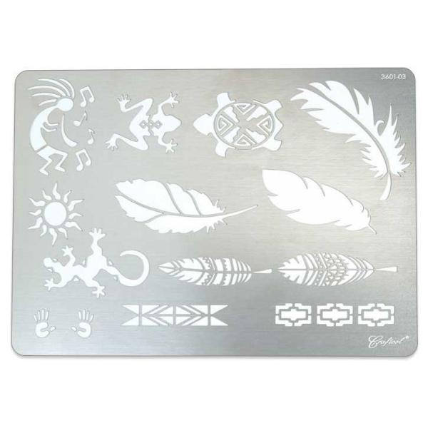 Southwest折れ曲がりにくい、ステンレス製のテンプレートです。レザーはもちろんカード製作にも。《レザーへの使い方》(1)革の上にプレートを乗せます。(2)コテでプレートに沿ってなぞります。《紙への使い方》(1)ライトテーブルの上にプレ...