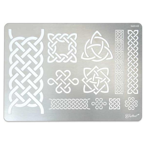 Celtic Designs折れ曲がりにくい、ステンレス製のテンプレートです。レザーはもちろんカード製作にも。《レザーへの使い方》(1)革の上にプレートを乗せます。(2)コテでプレートに沿ってなぞります。《紙への使い方》(1)ライトテーブル...