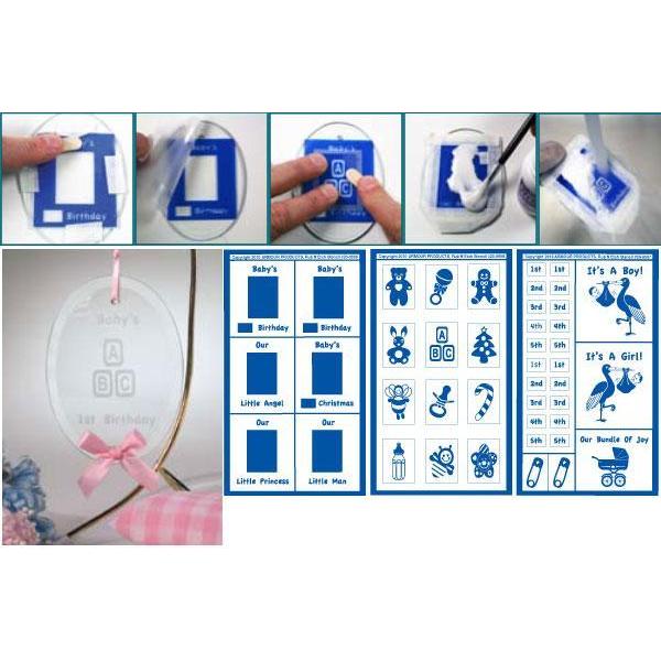 Baby Designs（へら付き）210x120mmArmour Rub 'N' Etch Designer Stencil Seriesこちらのステンシルは、ガラス面にこすって（摩擦で）つけることができます。ステンシル後は簡単に落とすこ...