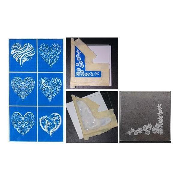 Fancy Hearts（へら付き）210x120mmArmour Rub 'N' Etch Stencilsこちらのステンシルは、ガラス面にこすって（摩擦で）つけることができます。ステンシル後は簡単に落とすことができますが、再利用はできま...