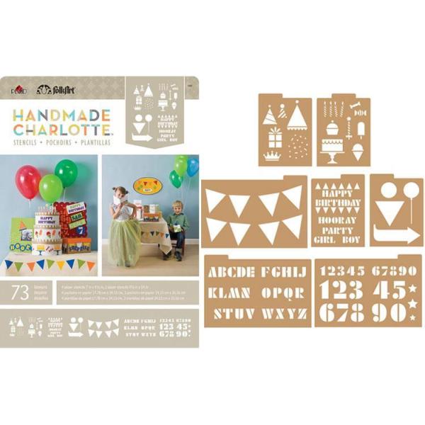 Party (Set)size mix73種類のデザインのダイカット、再利用可能なクラフト紙のステンシル。7枚入り。ペーパーサイズ：177.8x241.3mm(x4)、241.3x355.6mm(x3)