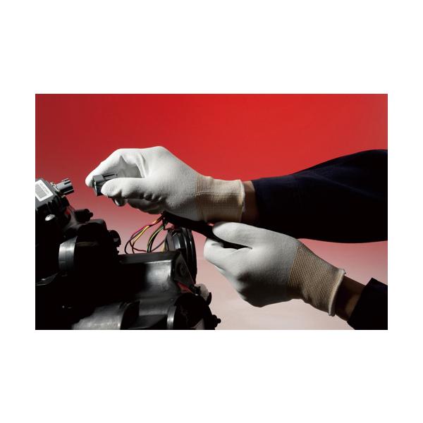 【仕様】サイズ：L全長（mm）：230掌幅（mm）：97.5中指長（mm）：80手首ゴム糸カラー：茶【特長】・傷つきやすい指先はダブルコーティングを施し強化しています。・長繊維を採用しているため、手袋からの発塵を抑えます。・通気性に優れます...