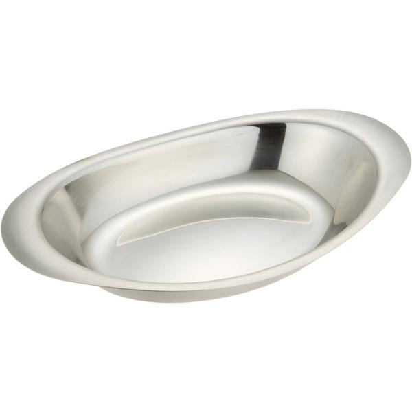 丈夫でお手入れが簡単な18-8ステンレス製　外寸縦×横×高さmm：275×168×H33      　規格：101/2インチ小　材質：　18-8ステンレス生産地：燕三条