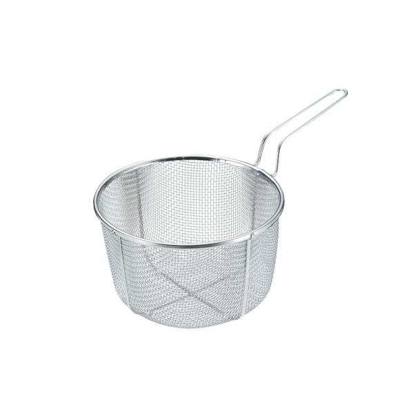 ●6.5メッシュ  　外径×深さ×柄長mm：φ240×140×160      　規格：24cm　材質：　18-8ステンレス生産地：燕三条