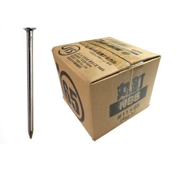 【用途】●建物の造作・日曜大工・その他多用途【特徴】●JIS認定品 (A 5508)●表面が材質のままで、メッキがかっていない釘です【仕様】●サイズ：#11×65mm (2寸釘)●材質：鉄●入数：(約)1,036本●重量：(約)4kg※メー...
