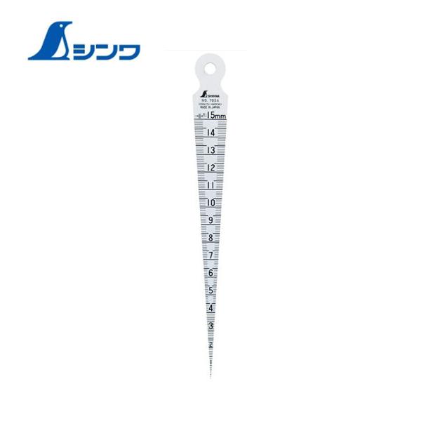 【使用用途】●内径・隙間の測定に【特長】●内径や隙間の寸法の測定に便利※内径での測定では本体の厚さによる誤差がでますが、正確に測る際に便利な内径補正表が本体裏面に付いています【仕様】●本体サイズ：148×17×1.2mm●測定範囲：1〜15...