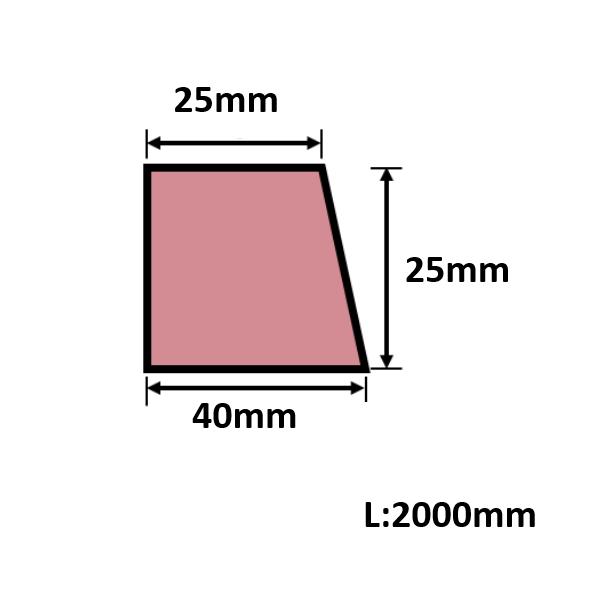 【仕様】●発砲素材目地棒●再生材料の使用100％！再生プラスチック●認定番号：06131018号●40mm×25mm×25mm×L2000mm●片面テーパー●1箱40本入