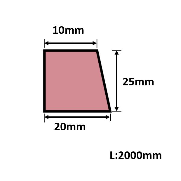 【仕様】●発泡目地棒●再生材料の使用100％！再生プラスチック●認定番号：06131018号●20mm×25mm×10mm×L2000mm●片面テーパー●1箱50本入