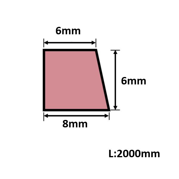 【仕様】●発泡目地棒●再生材料の使用100％！再生プラスチック●認定番号：06131018号●8mm×6mm×6mm×L2000mm●片面テーパー●1箱200本入