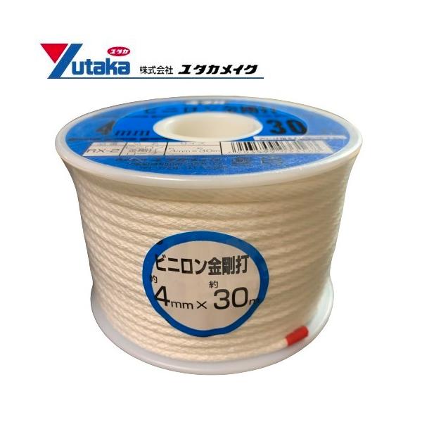 【用途】●テント・タープ・荷役・新綱・各種結束などに【特徴】●細手ロープをボビンに巻き取ったタイプ●必要な長さにカットして使用●保管に便利●強度・耐久性・耐候性に優れたロープ●摩擦抵抗が少なく、ねじれにくい【仕様】●色：白●線径：4mm●長...