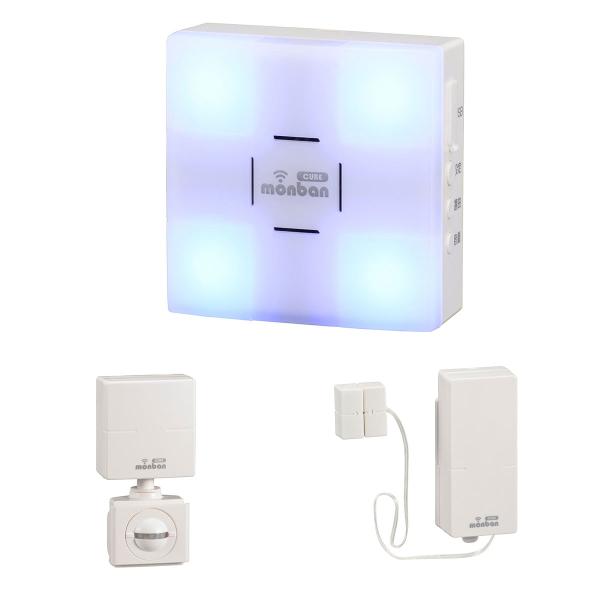 離れた場所（受信機）に光と音でお知らせ。受信機と、扉センサー送信機OR人感センサー送信機から選択できます。【人感センサー送信機の特徴】●ワイヤレスチャイム、人感センサー送信機と電池式受信機のセット●人の動きを検知して離れた場所へ音と光フラッ...